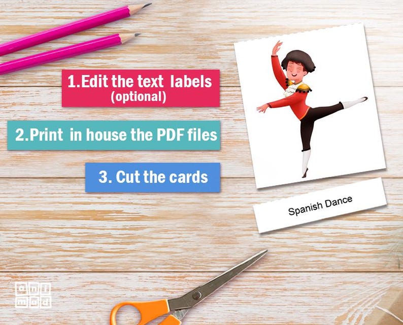 NUTCRACKER BALLET Flashcards for Kids With Editable Text, Christmas ...