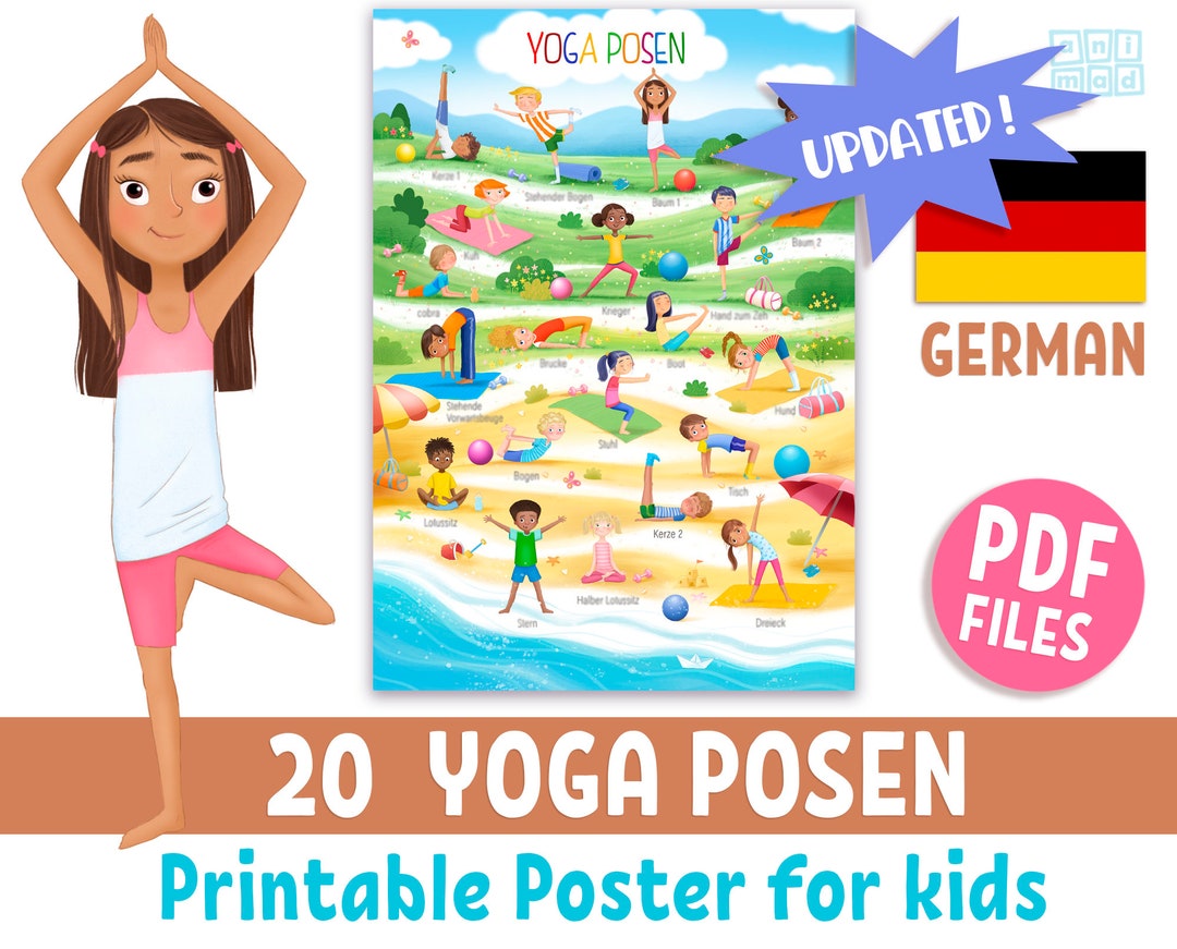 YOGA POSES Printable Poster for Kids in German Yoga Chart - Etsy