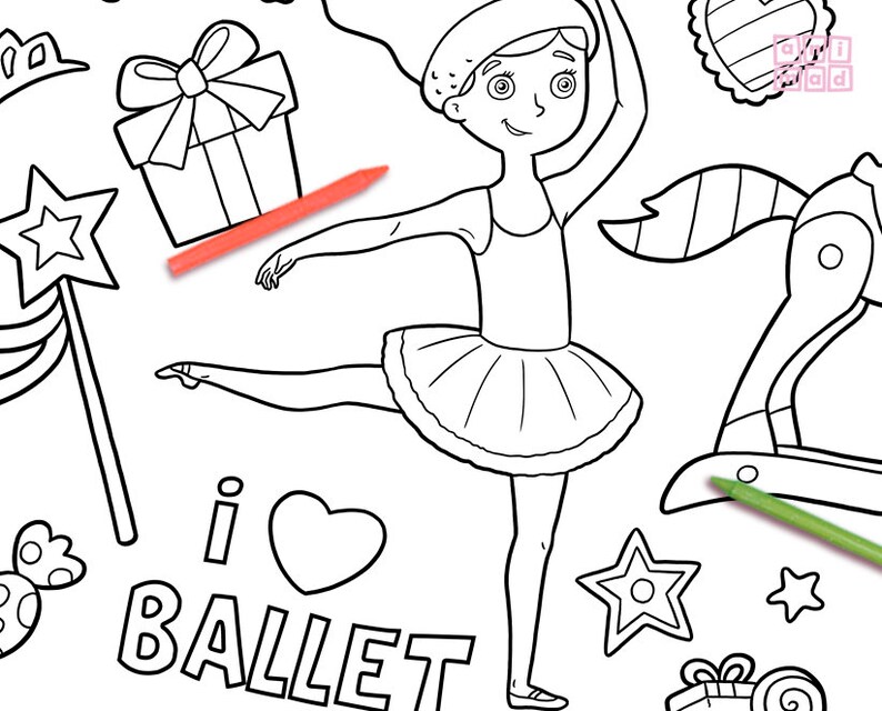 CHRISTMAS BALLERINAS Printable Coloring Poster for Girls, Homeschool ...