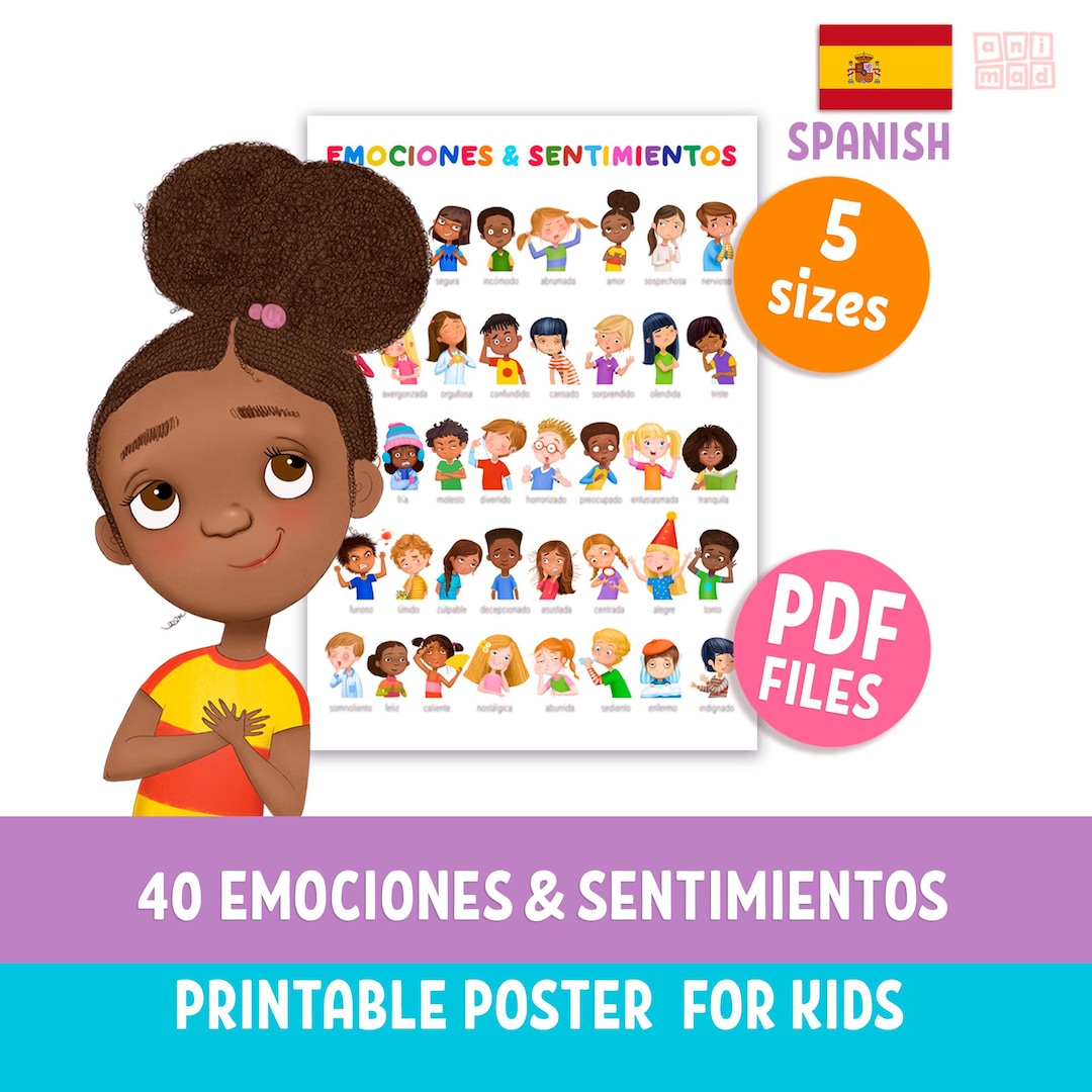 EMOCIONES Y SENTIMIENTOS Póster imprimible para niños en español ...