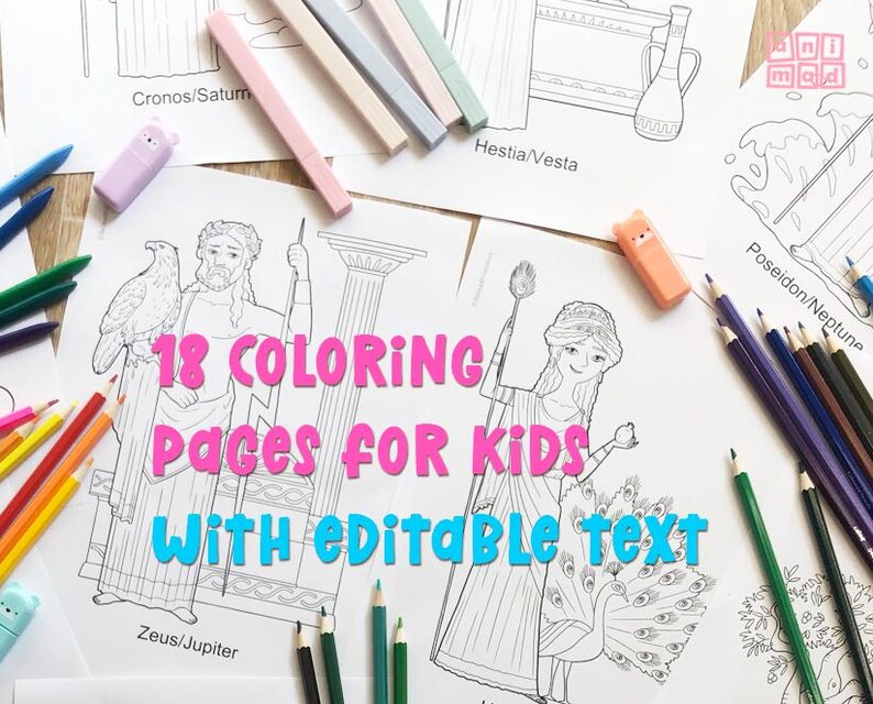 Ancient Greek & Roman Gods Printable Coloring Pages for Kids With ...