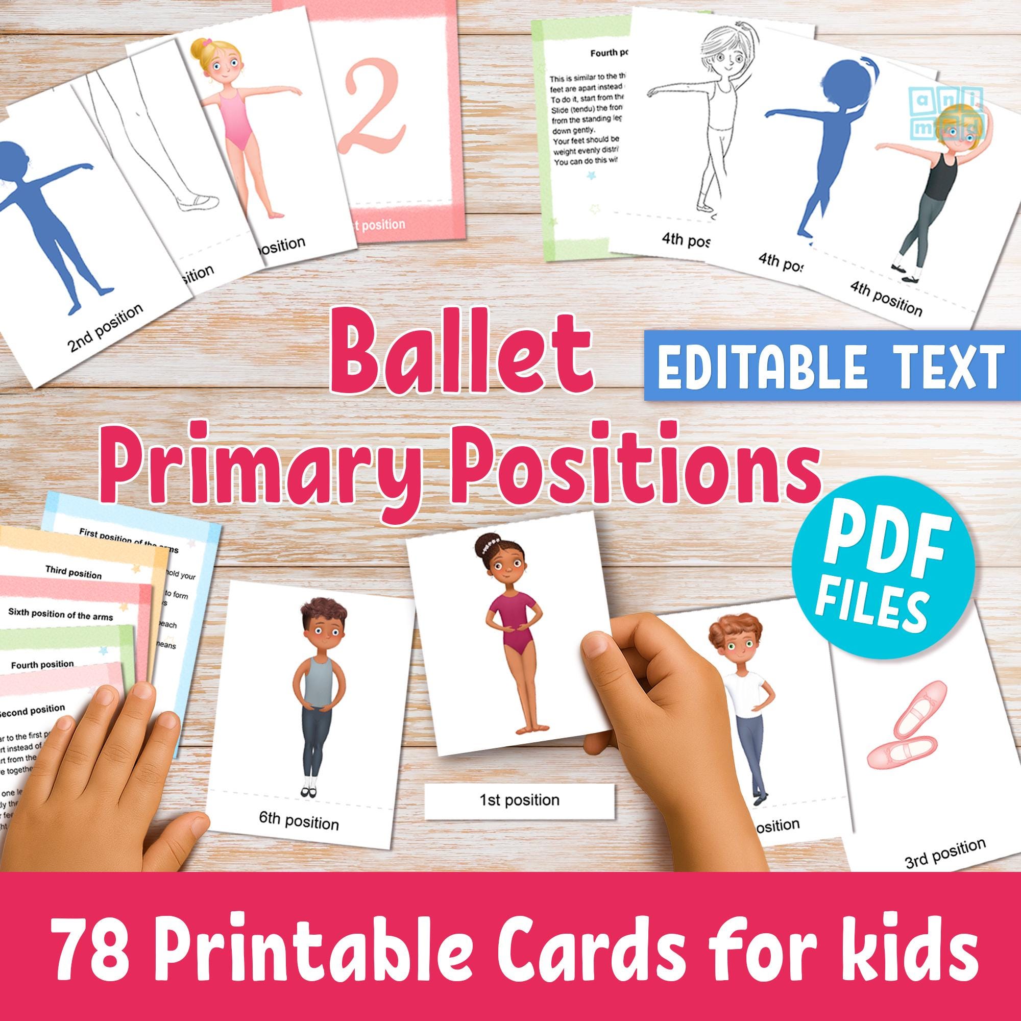Ballet Primary Positions Printable Flashcards for Boys and Girls, 78 ...