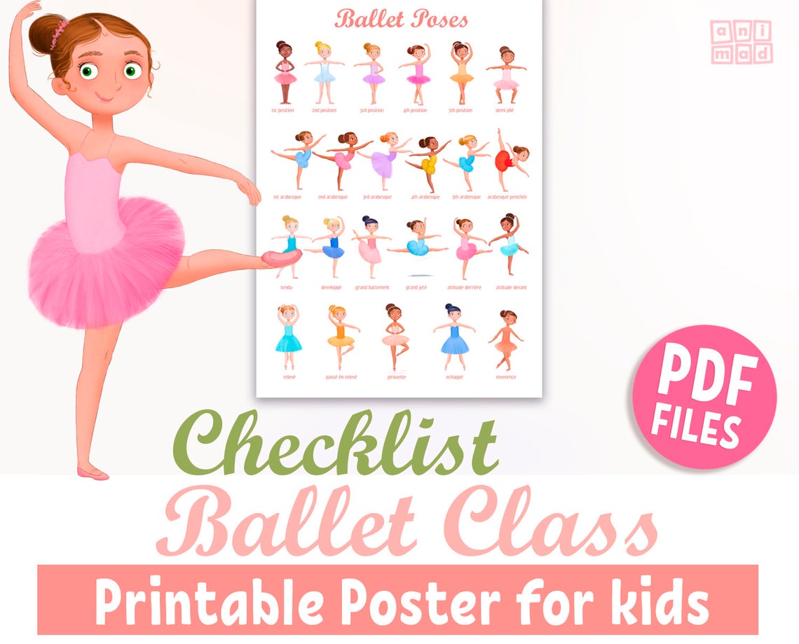 CHECKLIST BALLET Poses Printable Poster for Girls Little - Etsy Australia