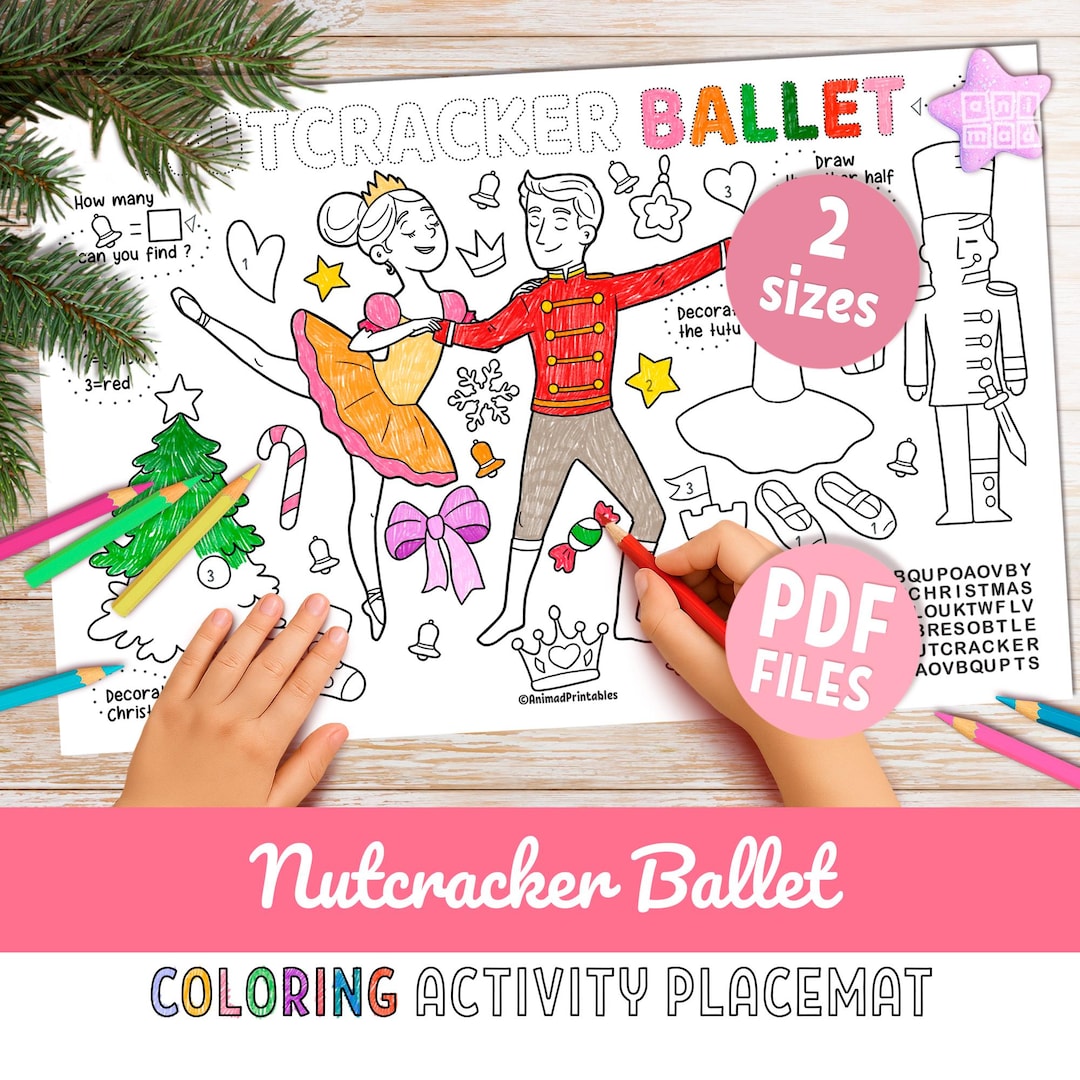 The Nutcracker Ballet Activity Placemat: Christmas Coloring Page for ...