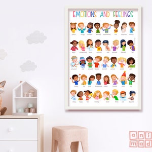 Printable EMOTIONS POSTER for Kids in English, 40 Diverse Feelings ...