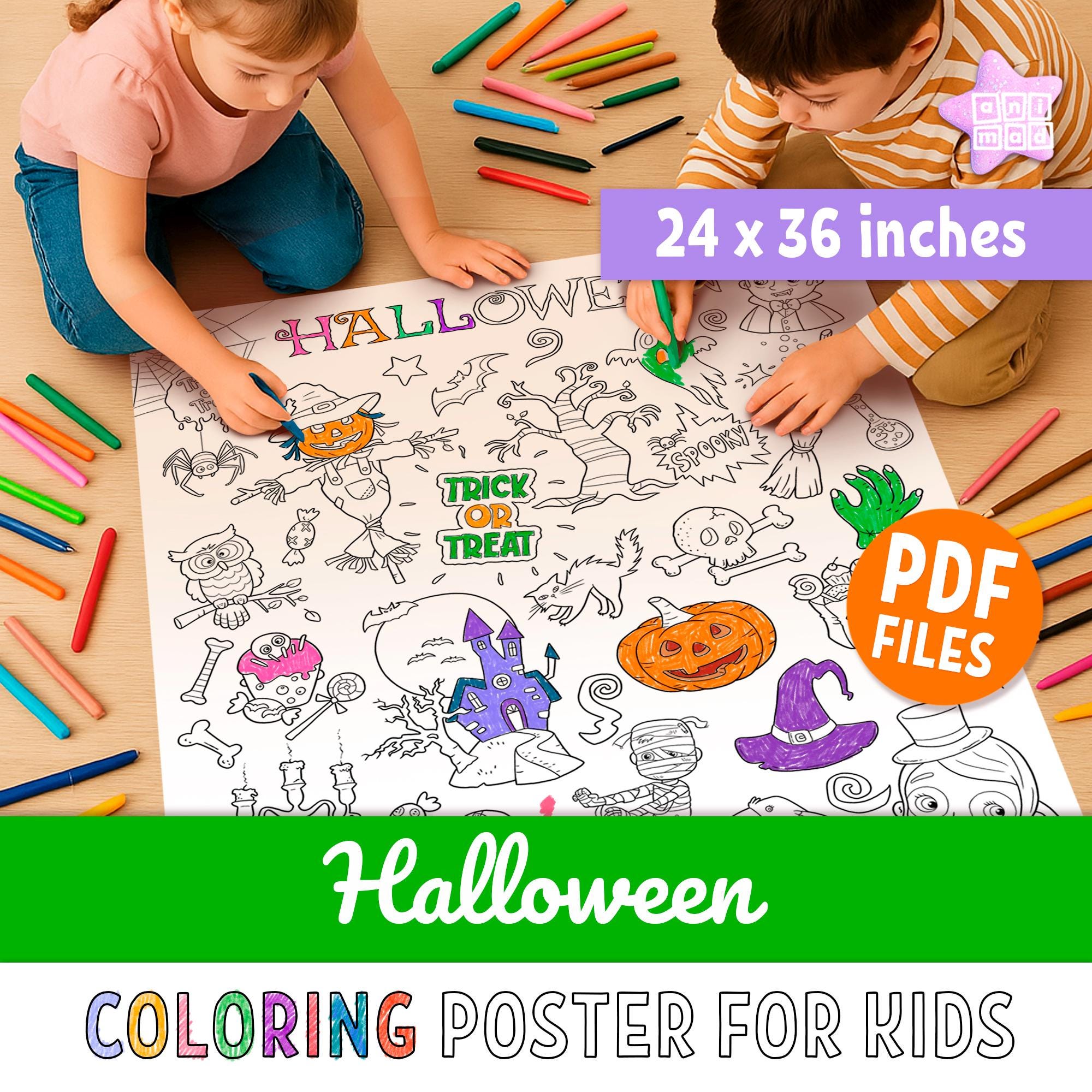 Jumbo Halloween Coloring Poster for Kids: Classroom & Homeschool ...