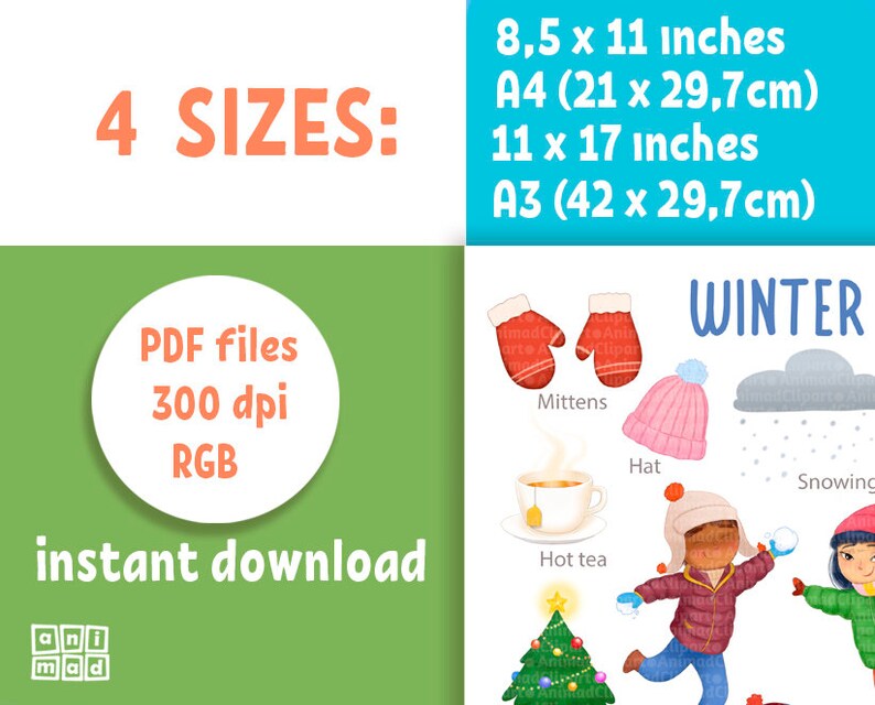 SEASONS Printable Posters for Preschool Kids, Set of 4 Posters ...