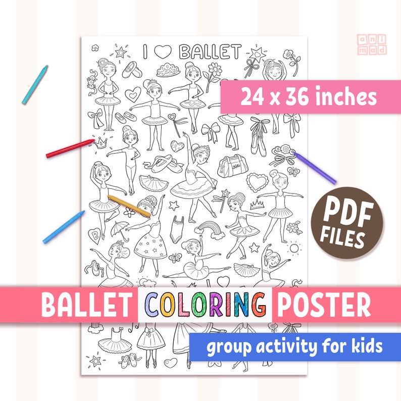 BALLET POSES Simple Coloring Printable Poster for Preschool Kids ...
