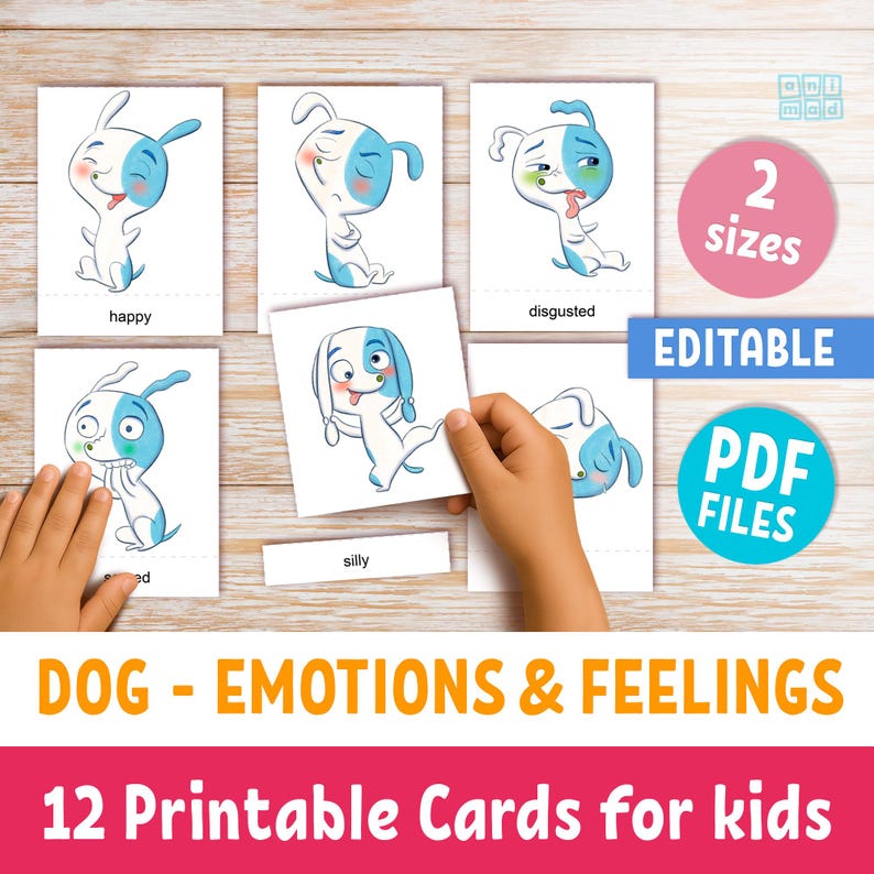 Emotions & Feelings Printable Flashcards, Funny Dog Expression ...