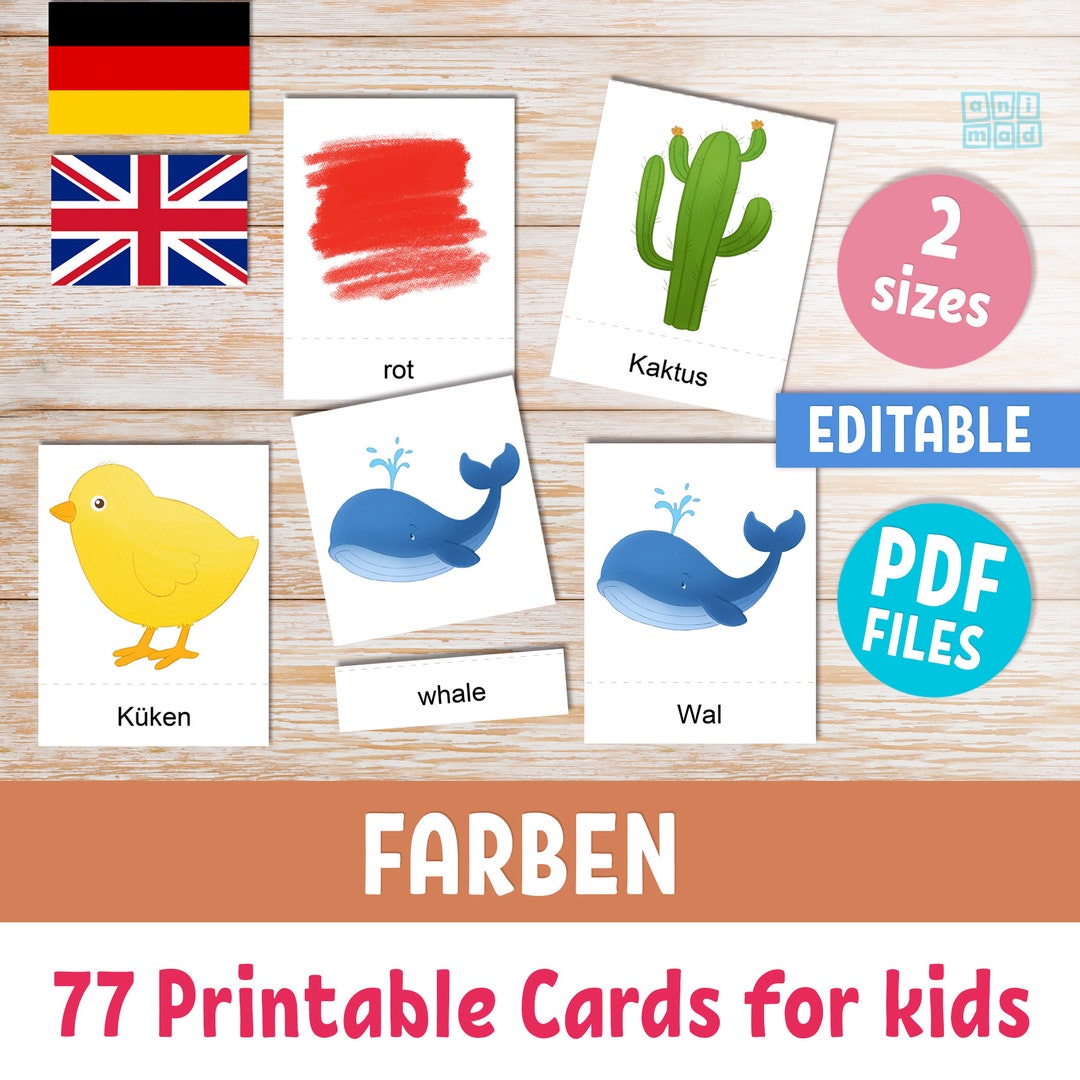 COLORS Printable & Editable Text Flashcards for Preschool Kids in ...
