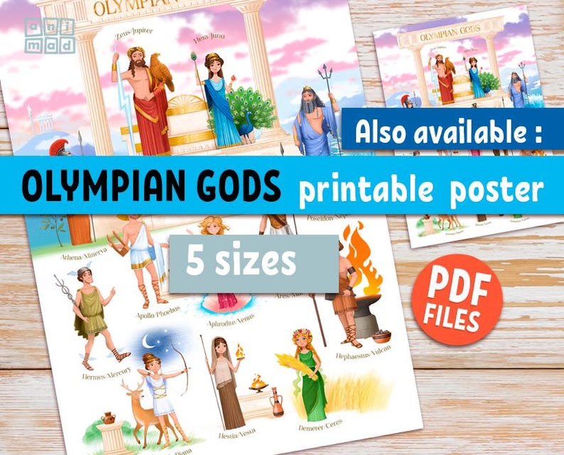 Ancient Greek & Roman Gods Printable Coloring Pages for Kids With ...