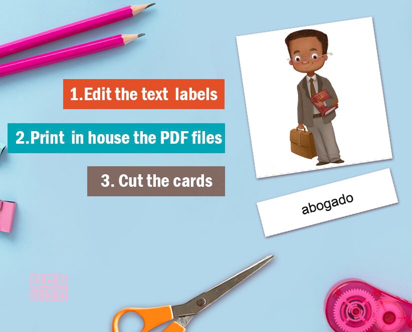 PROFESSIONS Printable Flashcards for Preschool Kids in Spanish and ...