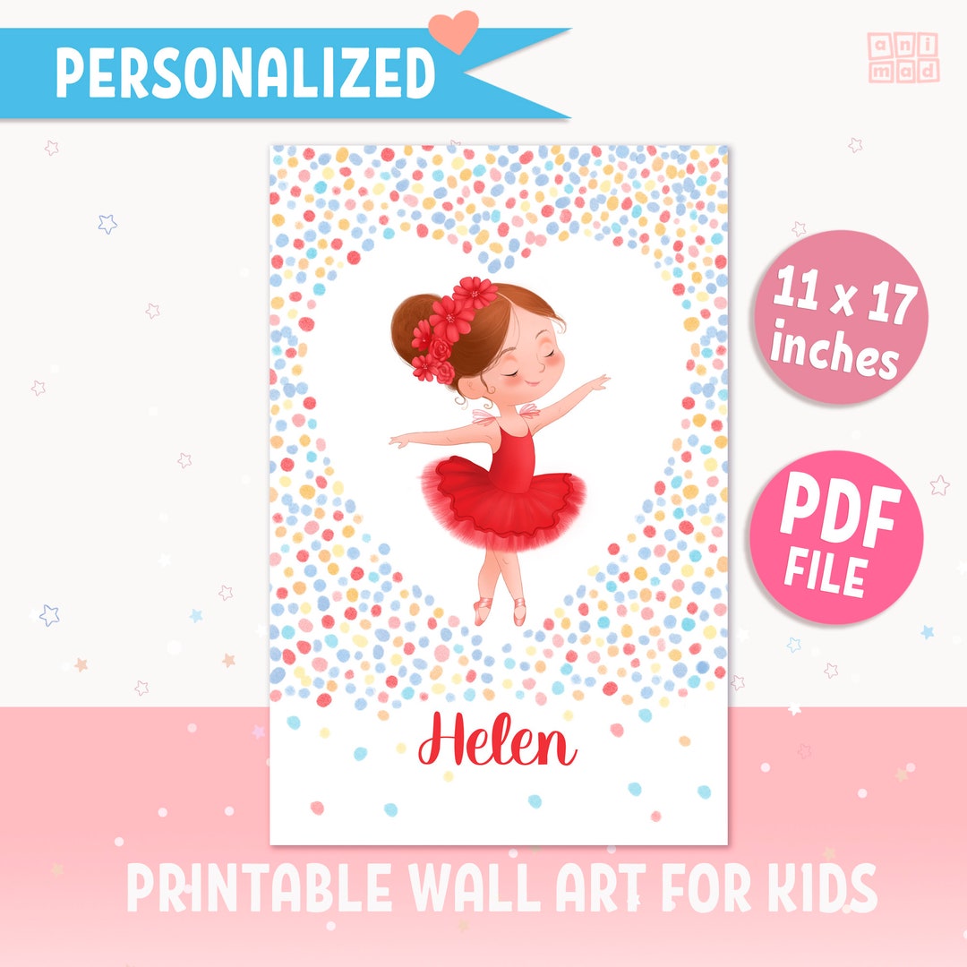 BALLERINA PERSONALISED NAME Printable Poster for Preschool Girls ...