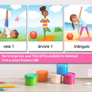 YOGA POSES Printable Flashcards for Preschool Kids in Portuguese ...