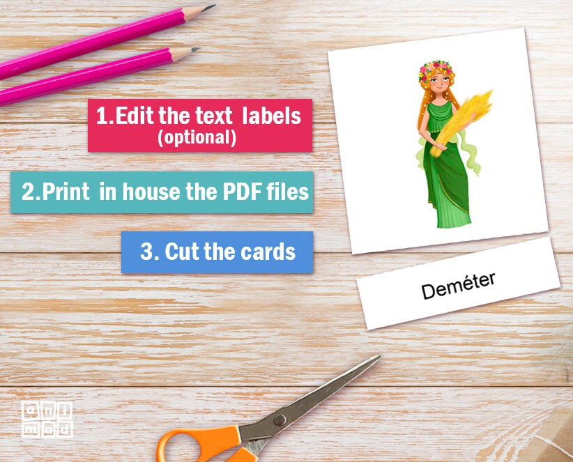 GREEK GODS Printable Flashcards for Kids in Spanish and English, 18 ...