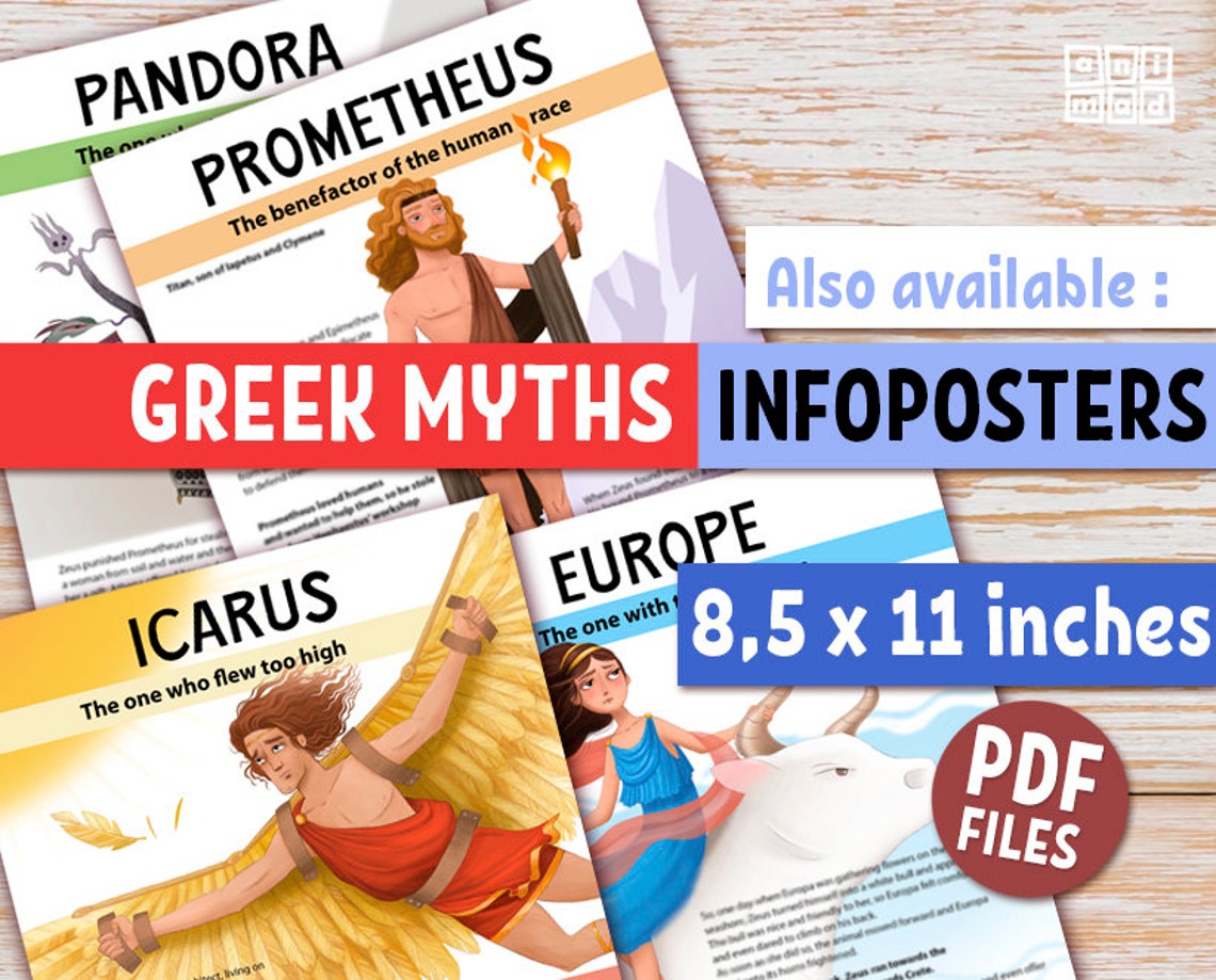 Ancient GREEK & ROMAN Gods Printable Poster for Kids, Greek Mythology ...