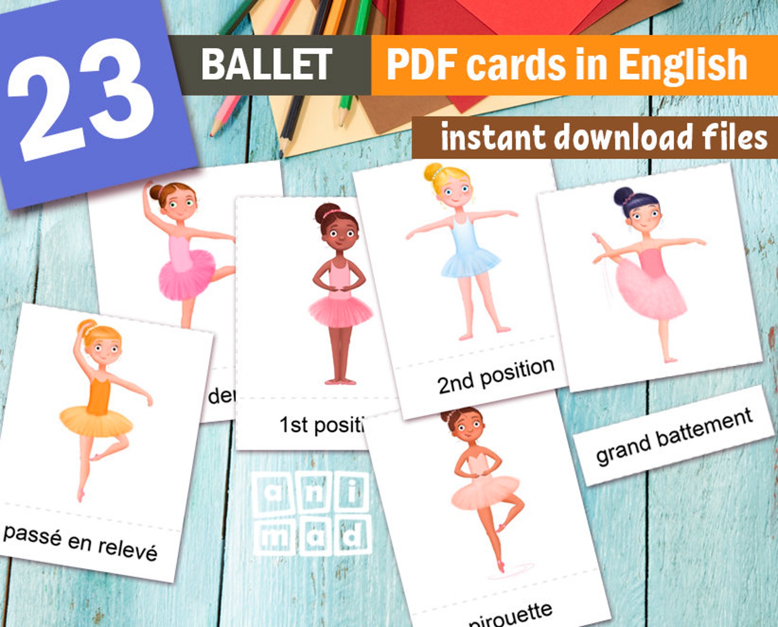 BALLET Poses Printable CARDS for Girls 23 Montessori - Etsy