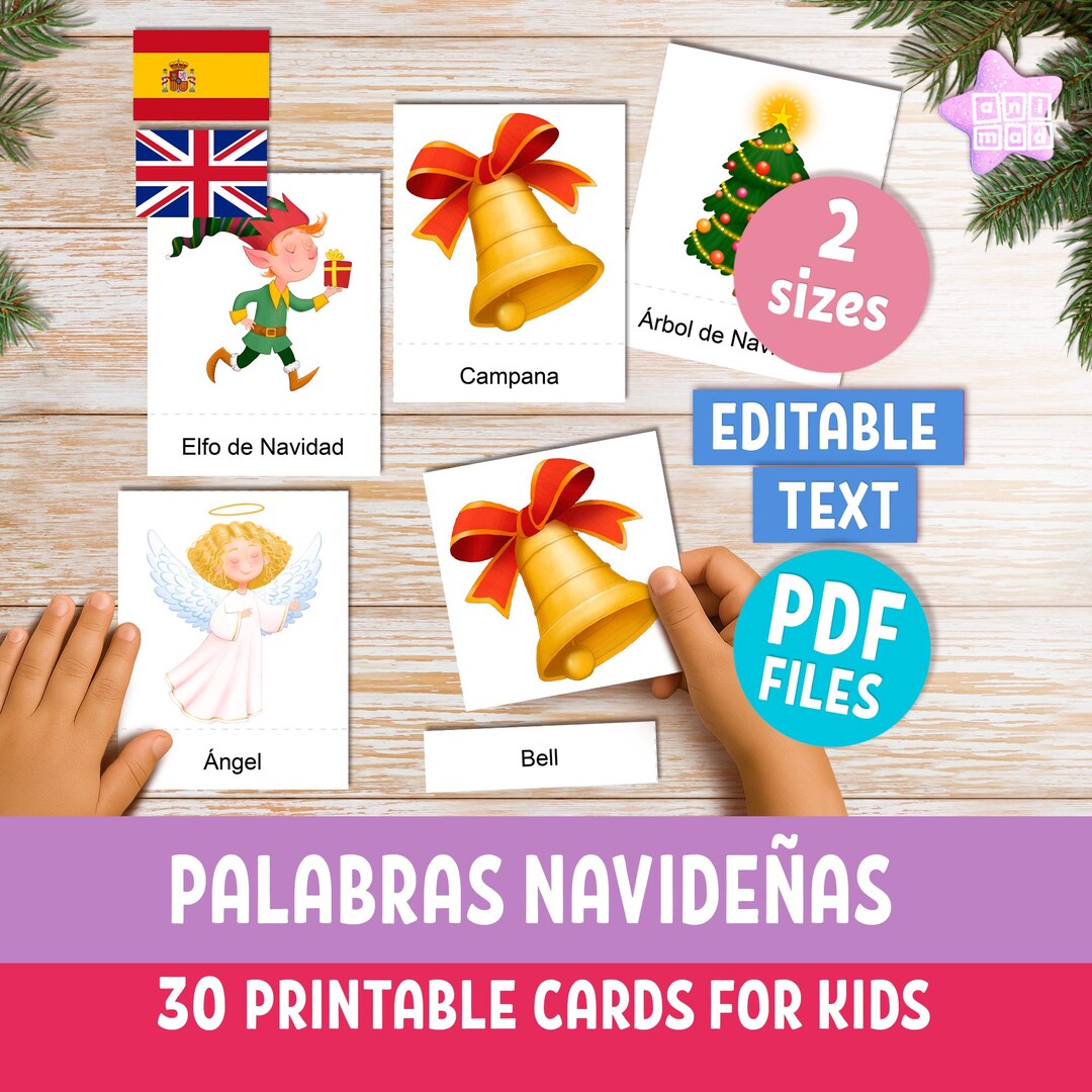 CHRISTMAS Printable Flashcards in Spanish & English for Kids ...