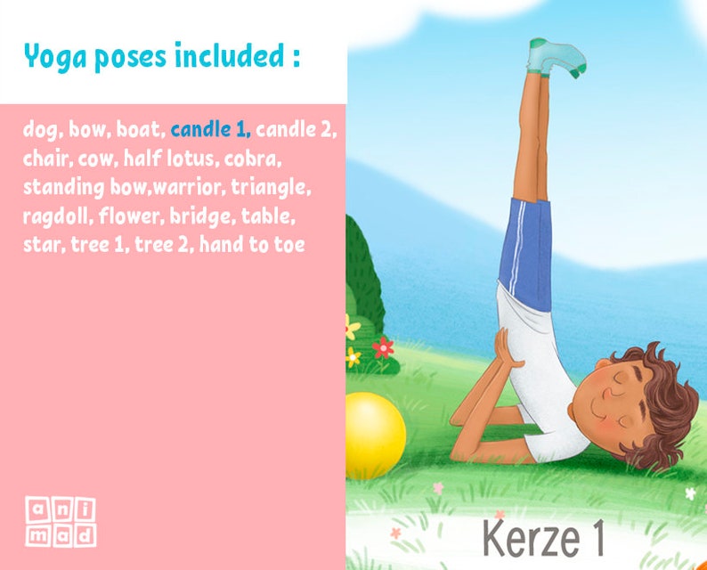 YOGA POSES Printable Poster for Kids in German, Colorful Yoga Chart ...