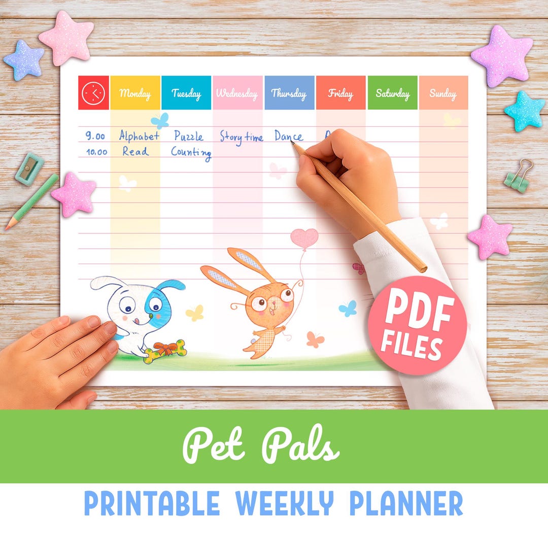 Pet Weekly Planner for Kids: Printable Animals Homeschool & Classroom ...
