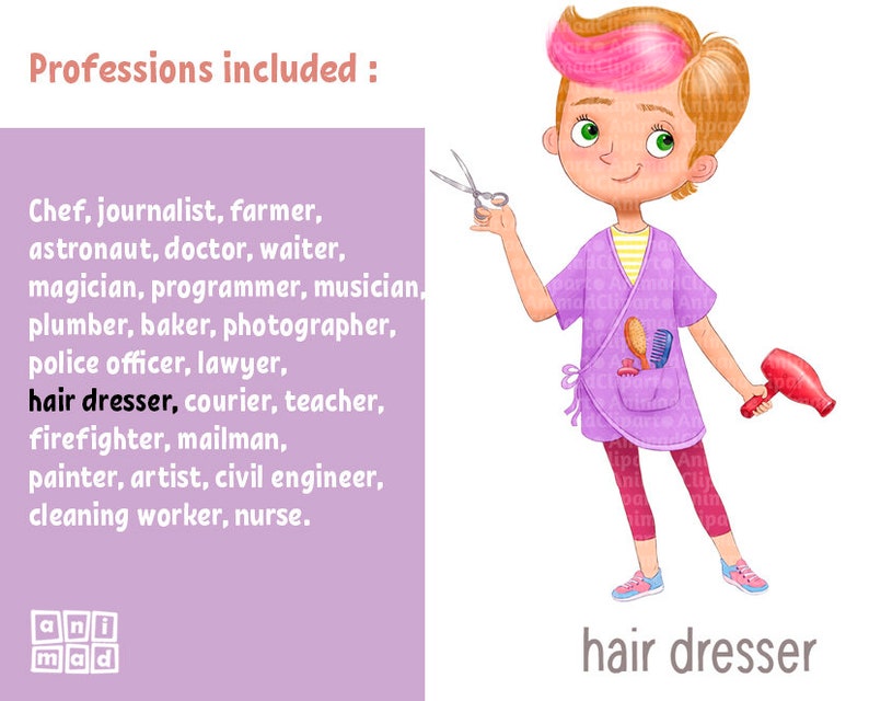 PROFESSIONS Printable Poster for Kids, 24 Occupations and Community ...
