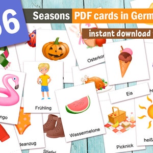 German for Kids SEASONS PRINTABLE CARDS for Kids 56 - Etsy