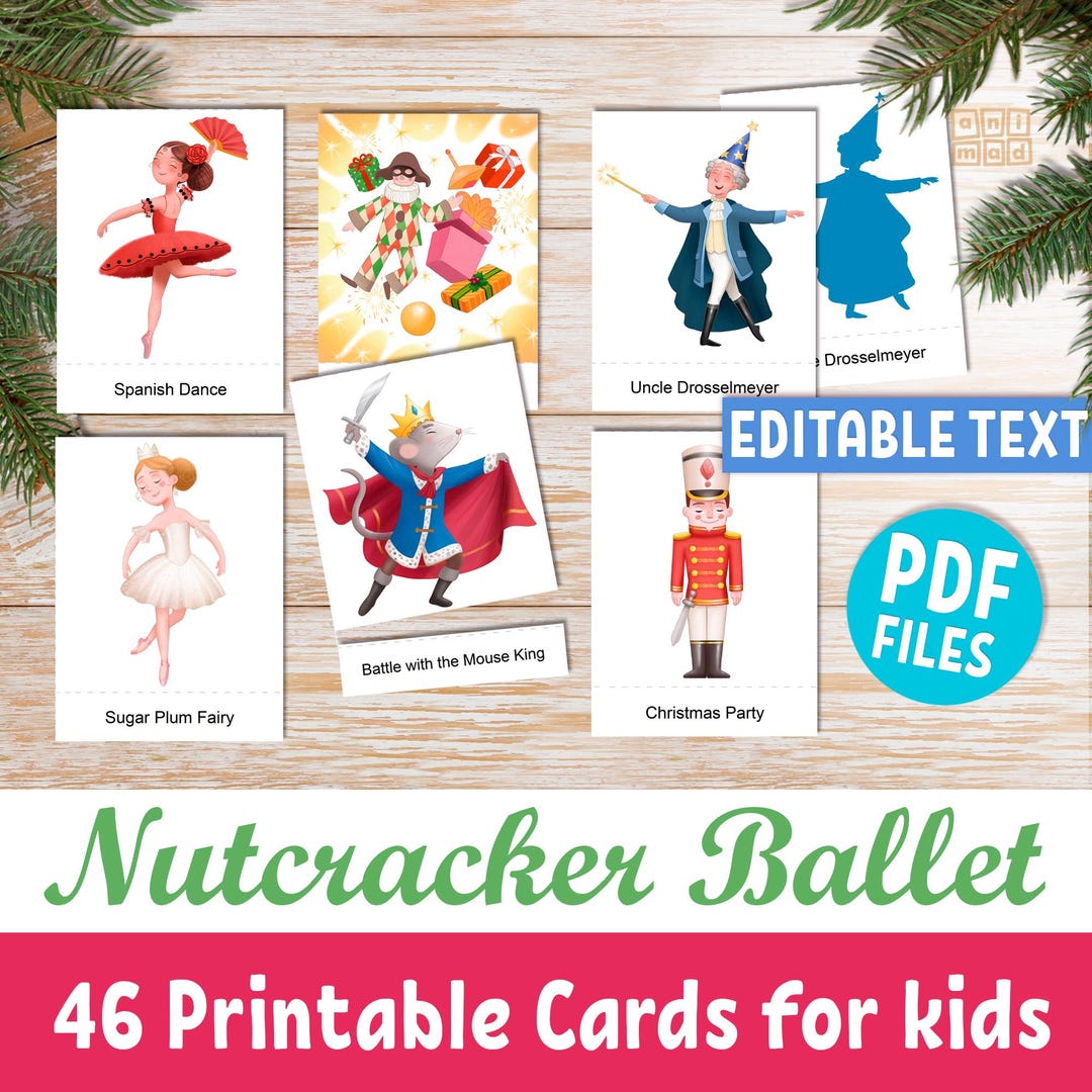 NUTCRACKER BALLET Flashcards for Kids With Editable Text, Christmas ...