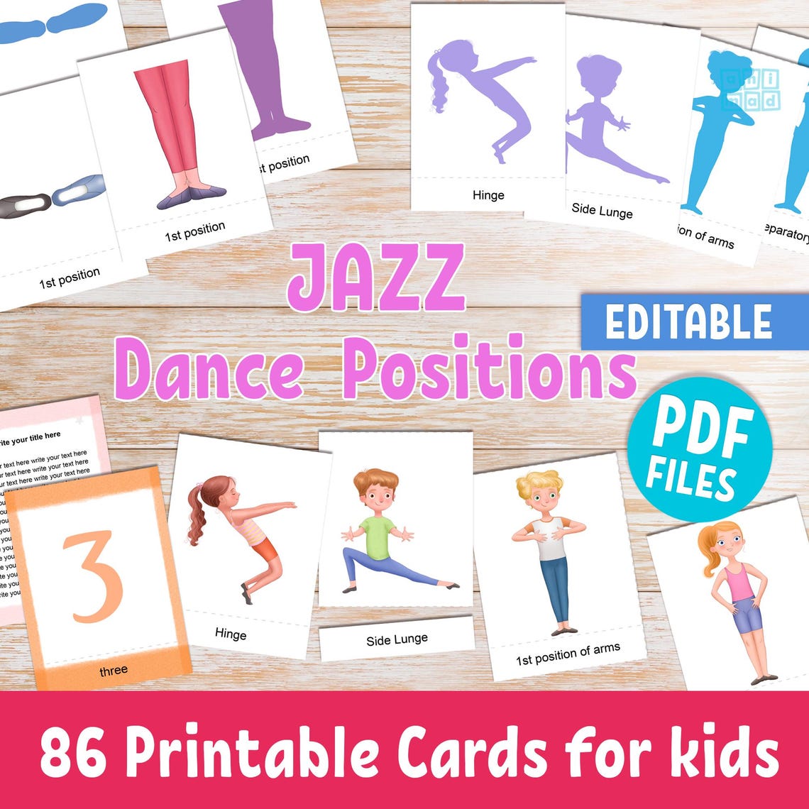 JAZZ DANCE POSITIONS Printable Flashcards for Kids, Positions of Feet ...