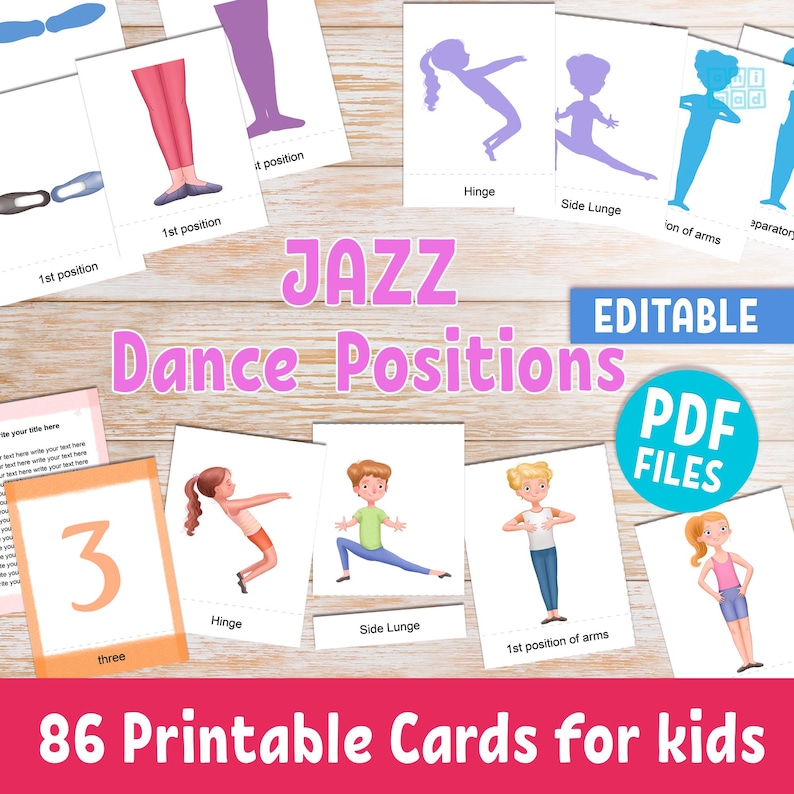 JAZZ DANCE POSITIONS Printable Flashcards for Kids, Positions of Feet ...