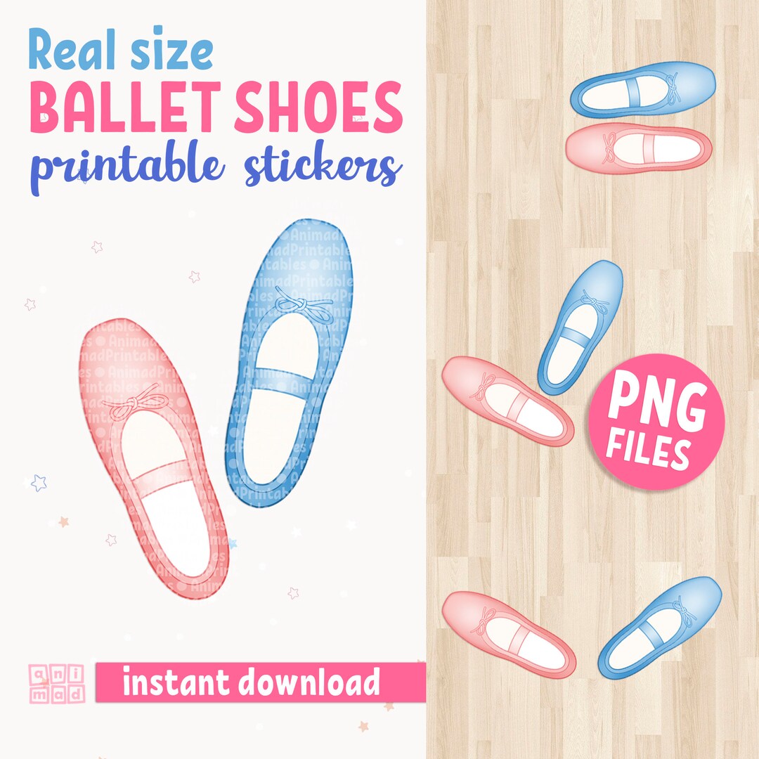 Ballet Shoes Printable Stickers for Kids, Real Size Printable Shoes to ...