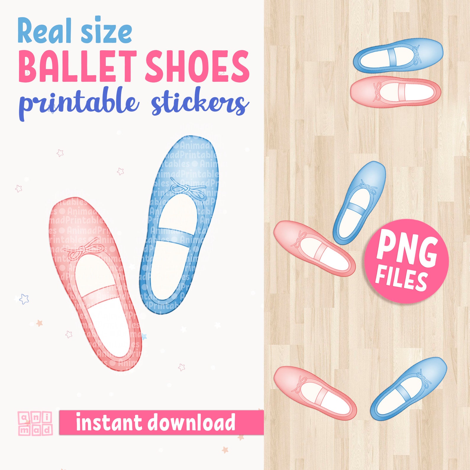 Ballet Shoes Printable Stickers for Kids, Real Size Printable Shoes to ...