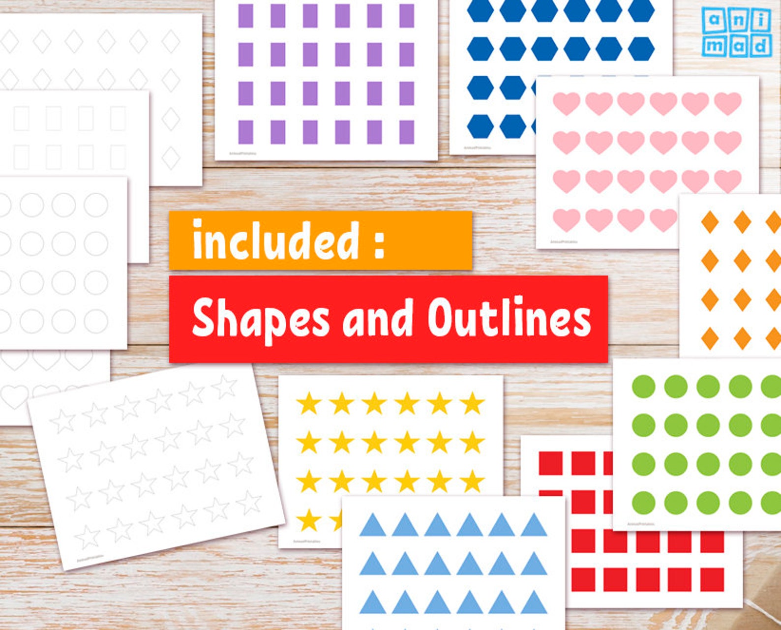Shapes PATTERNS Strips for Preschool and Kindergarten Kids, Printable ...