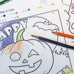 HALLOWEEN Coloring Pages by Code for Preschool Kids, Simple & Easy ...