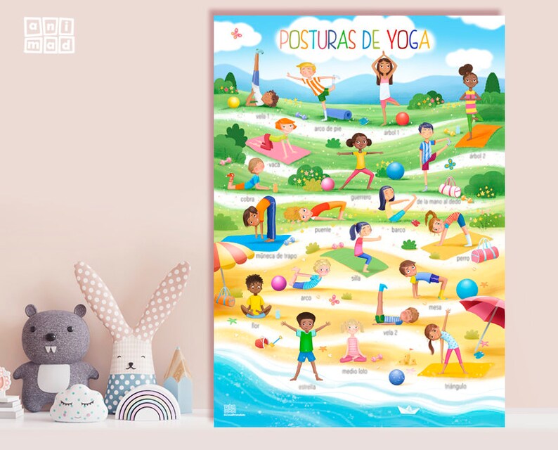 YOGA POSES Printable Poster for Kids in SPANISH, Educational Wall Art ...