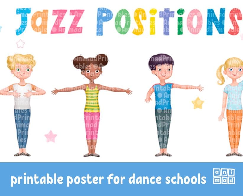 JAZZ DANCE POSITIONS Printable Poster for Kids, Jazz Dance Poses ...