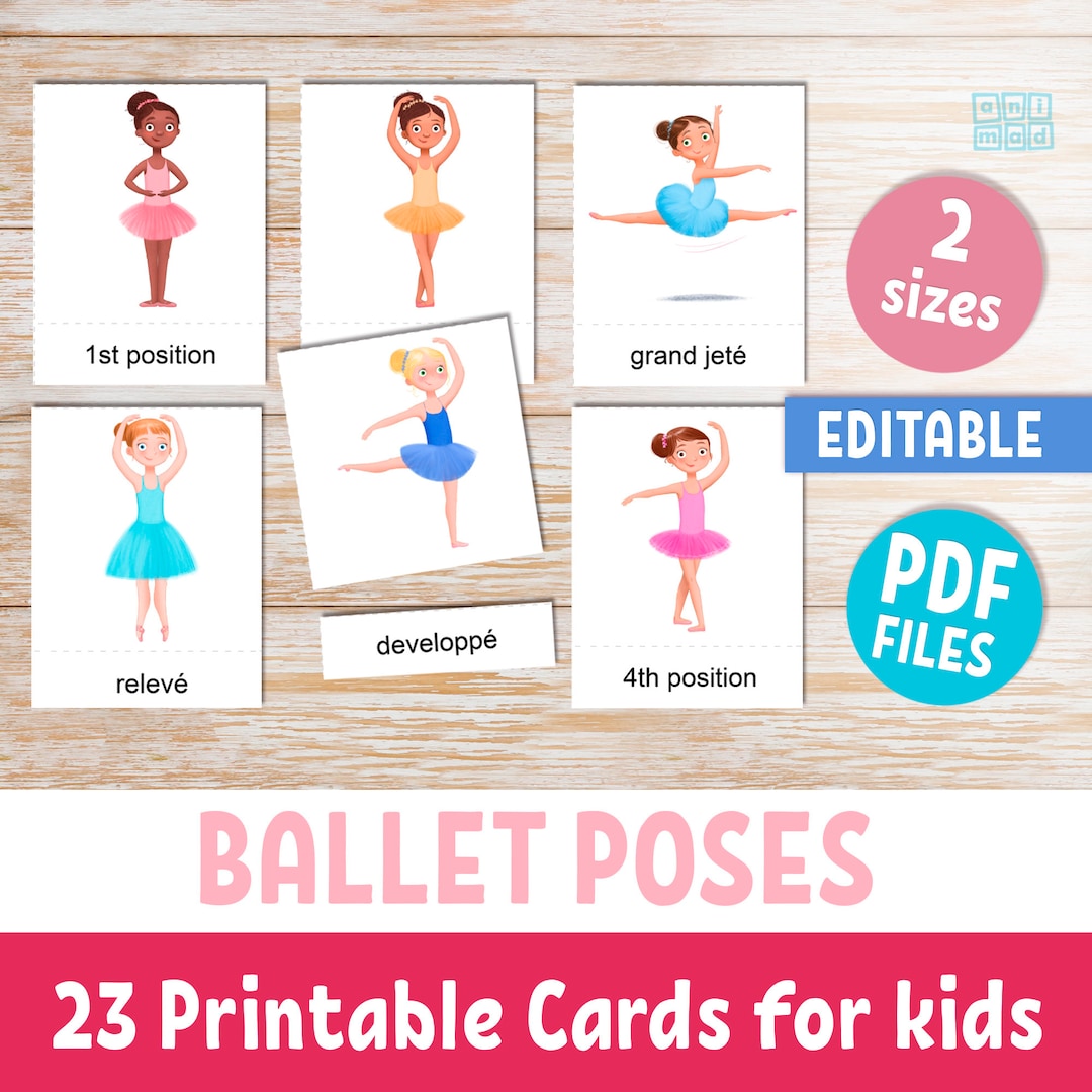 BALLET Poses Printable CARDS for Girls, 23 Montessori Ballerinas Cards ...