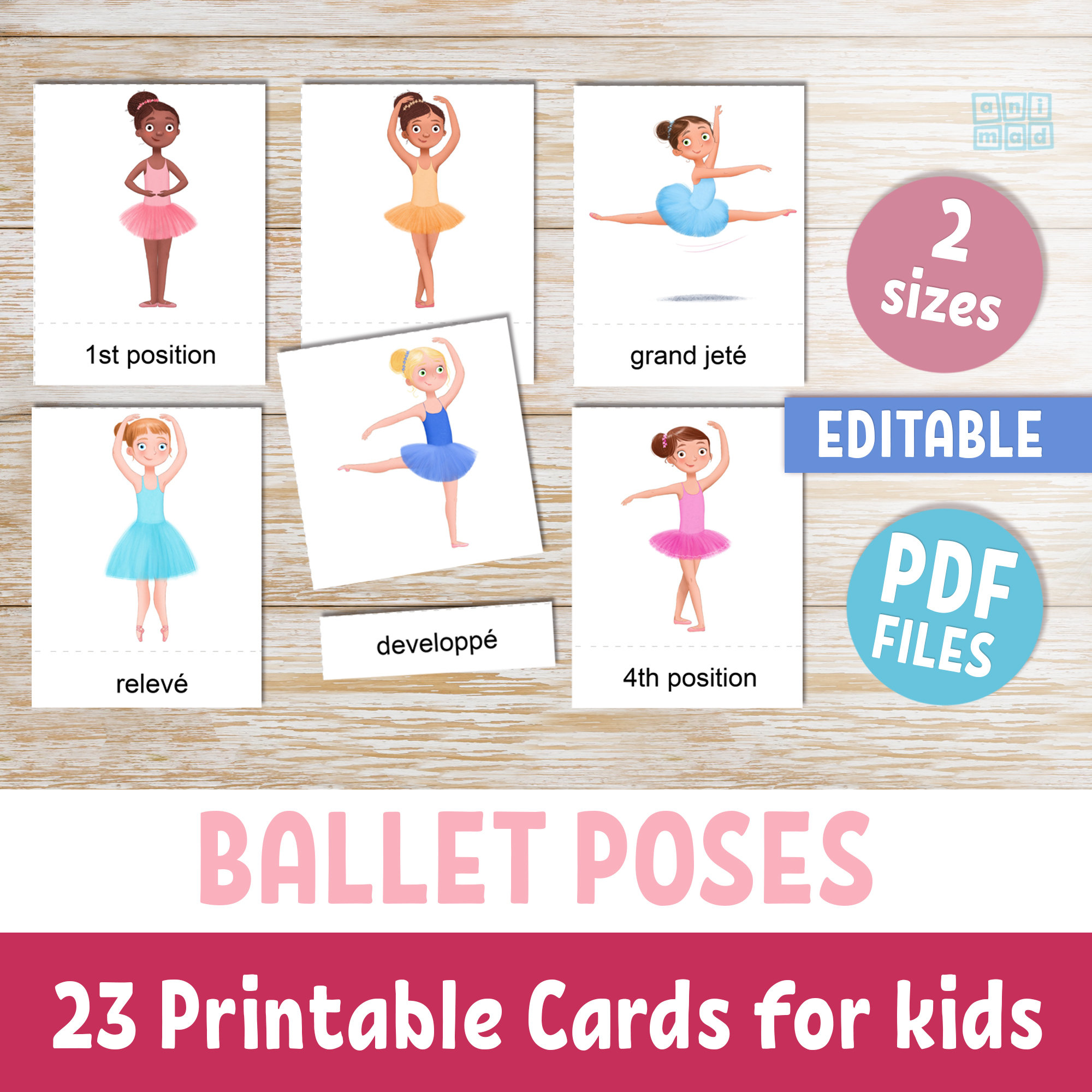BALLET Poses Printable CARDS for Girls, 23 Montessori Ballerinas Cards ...