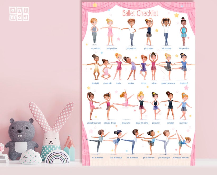 Boys and Girls CHECKLIST BALLET POSES Printable Poster for Kids, Ballet ...