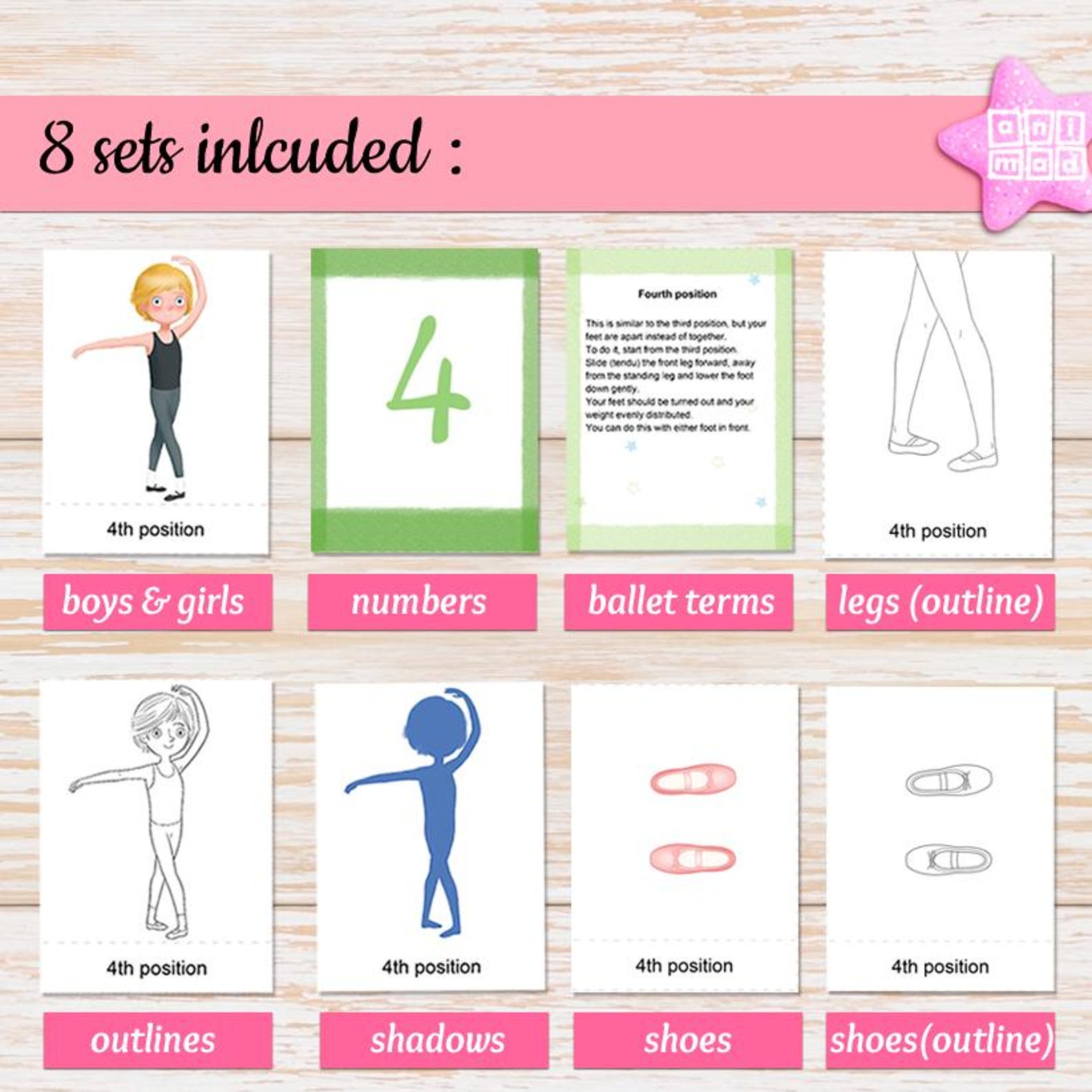 Ballet Primary Positions Printable Flashcards for Boys and Girls, 78 ...