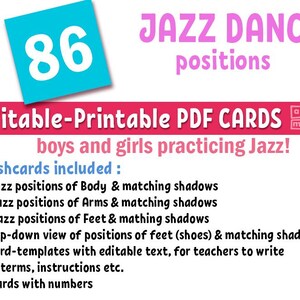 JAZZ DANCE POSITIONS Printable Flashcards for Kids, Positions of Feet ...