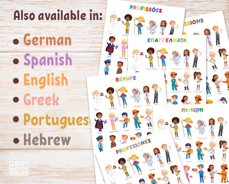 PROFESSIONS Printable POSTER for Preschool Kids in FRENCH, Community ...