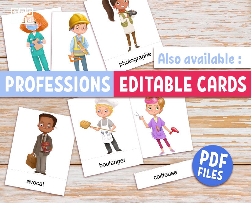 PROFESSIONS Printable POSTER for Preschool Kids in FRENCH, Community ...