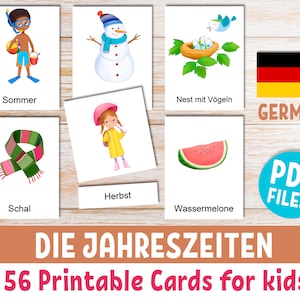 German for Kids SEASONS PRINTABLE CARDS for Kids 56 - Etsy