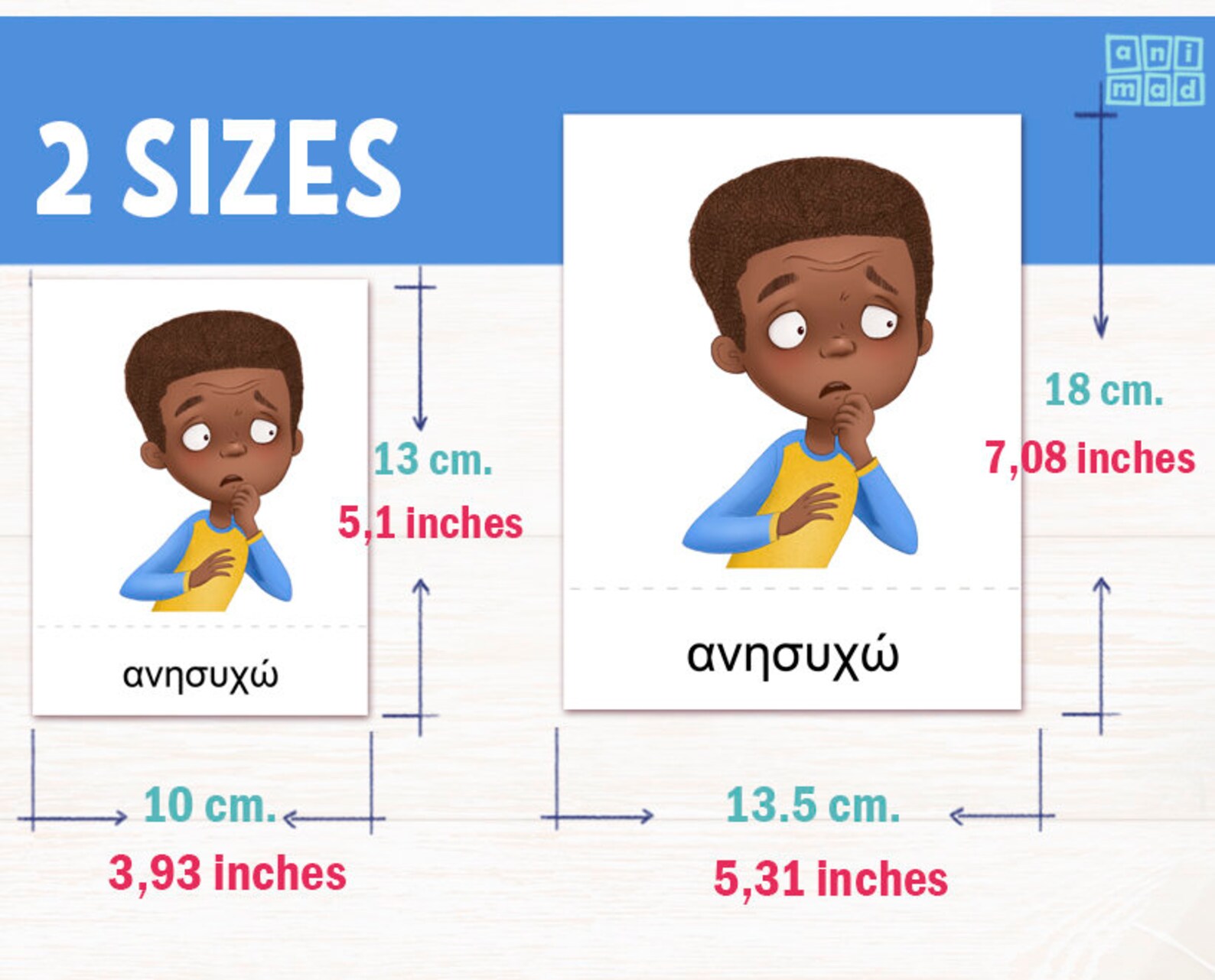 Emotions Flashcards for Kids, Greek & English, Montessori 3-part Cards ...