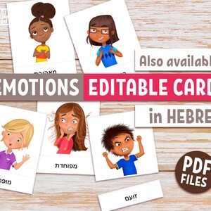 Bilingual Hebrew-english Emotions & Feelings Poster for Kids ...