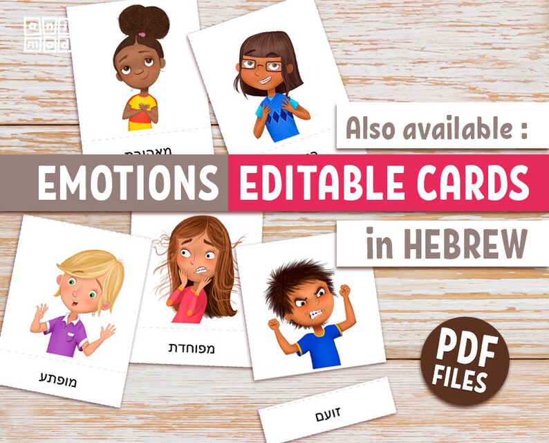 Bilingual Hebrew-english Emotions Poster: Kids' Room Classroom Decor ...