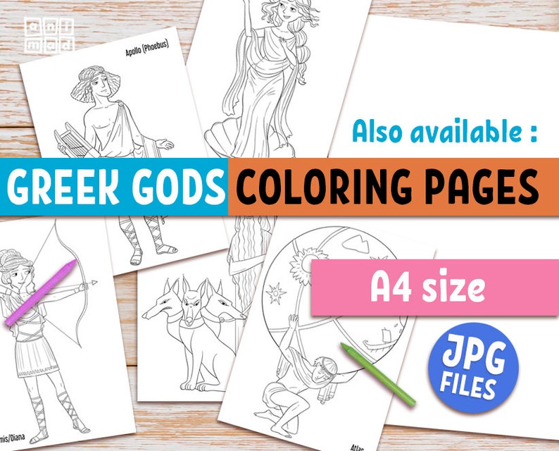 Ancient GREEK Gods Printable Poster for Kids in GREEK, 12 Olympian Gods ...