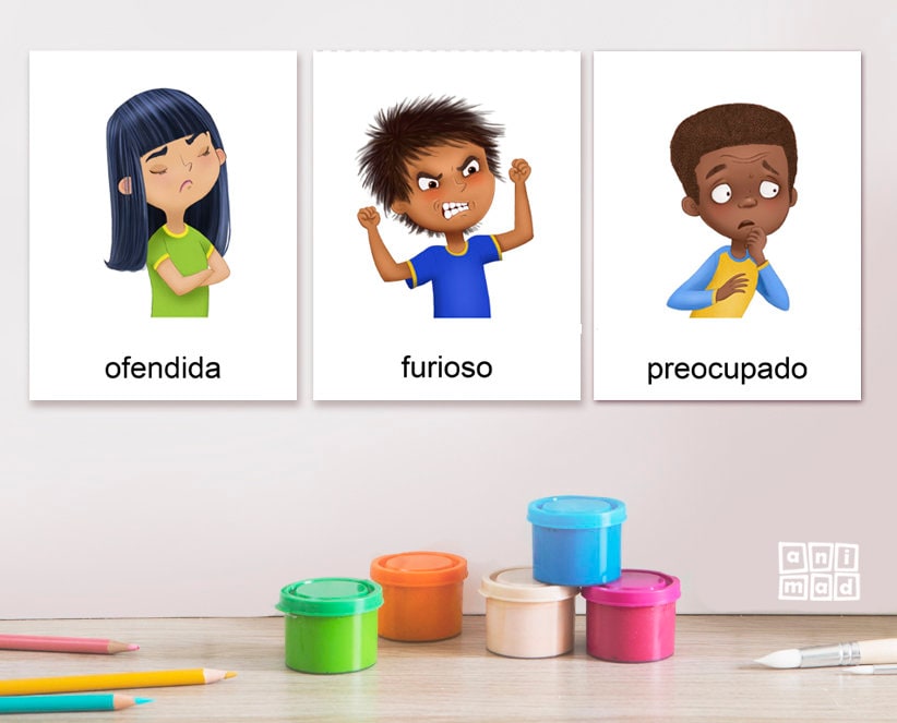 EMOTIONS and FEELINGS Printable Flashcards in Spanish & English for ...