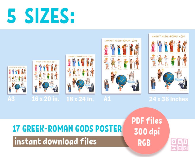 Ancient GREEK ROMAN Gods Printable Poster for Kids Classroom - Etsy Canada