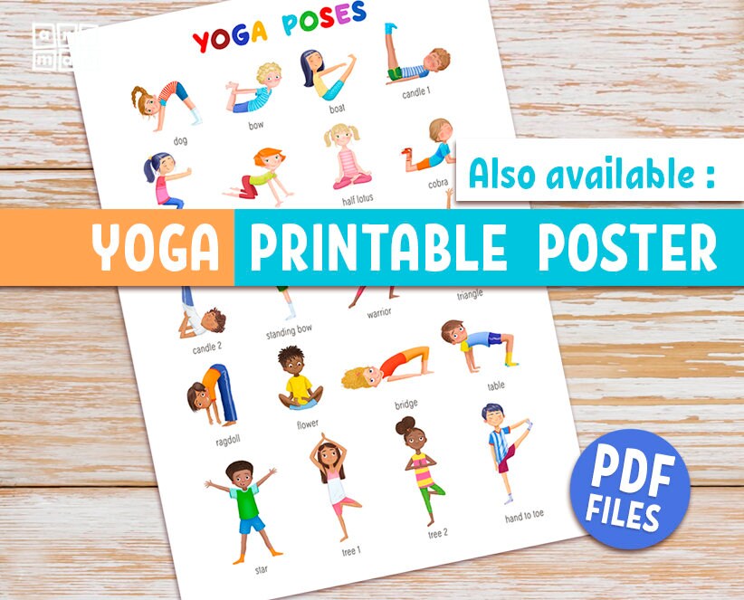 YOGA POSES Easy Printable Coloring Poster for Kids, Preschool ...